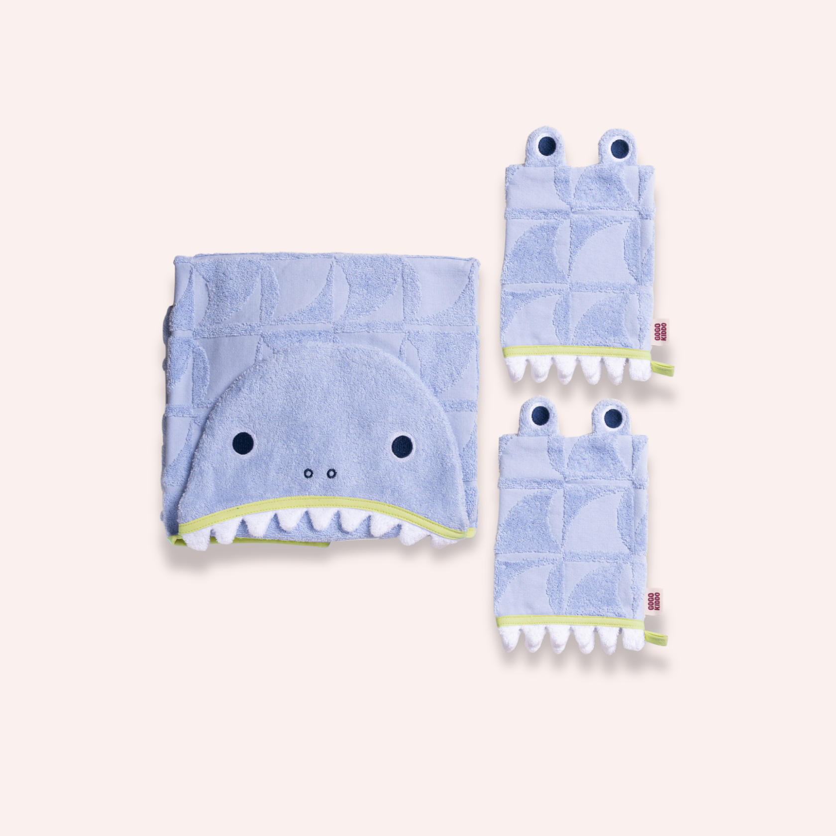 Super Soft Hooded Bath Towel and Wash Mit Duo - Shark Periwinkle by ...
