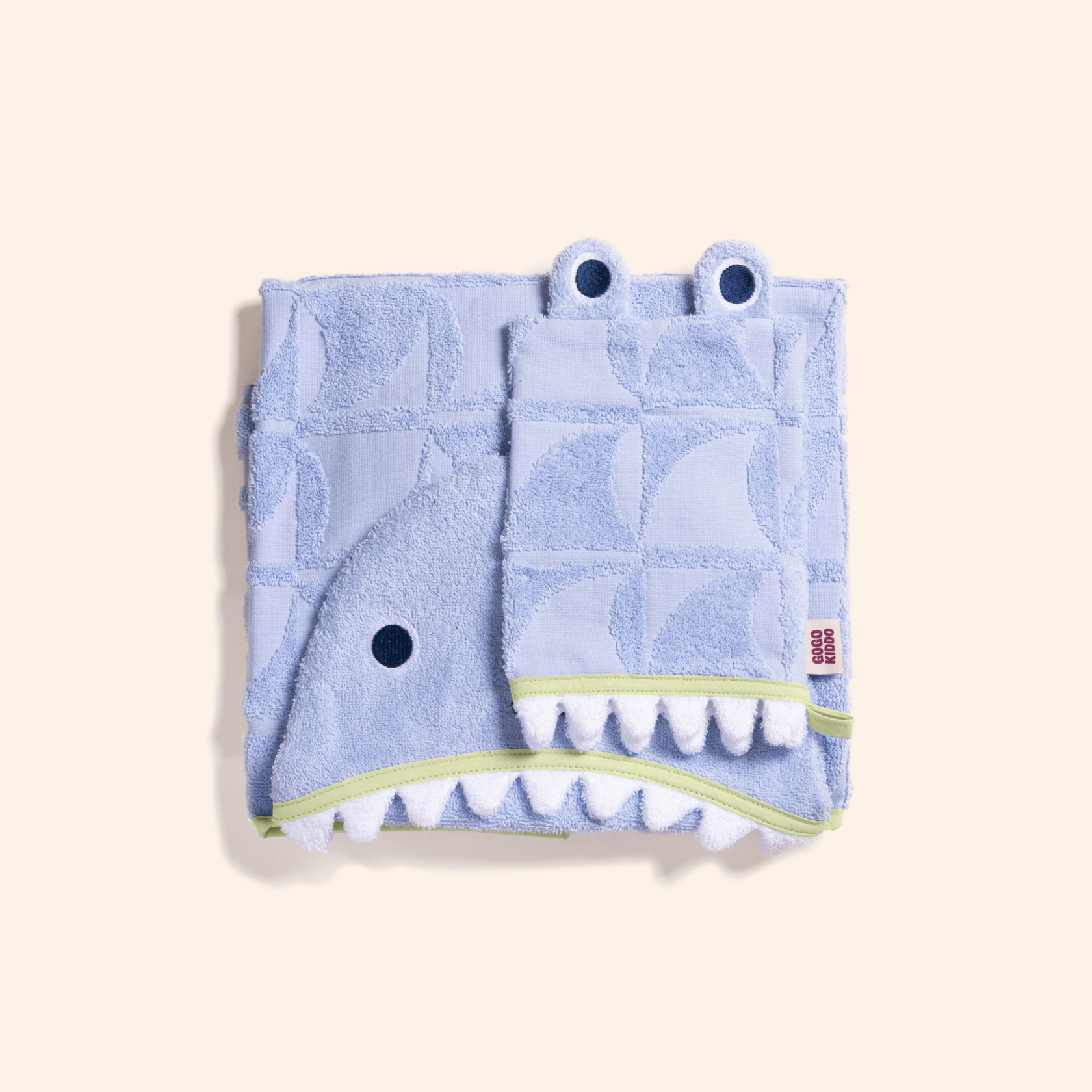 Super Soft Hooded Bath Towel and Wash Mit Duo - Shark Periwinkle by ...