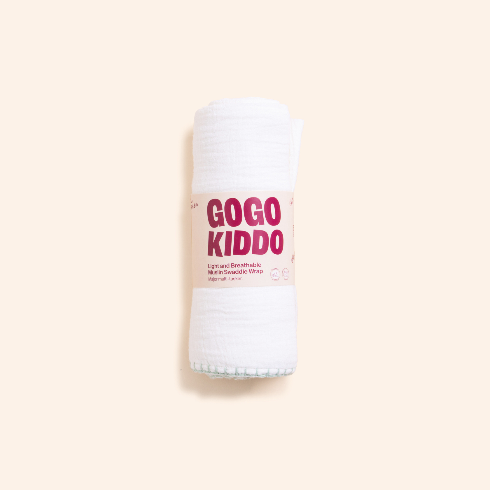 Light and Breathable Muslin Swaddle Wrap - Ivory/Sage by GOGO KIDDO ...