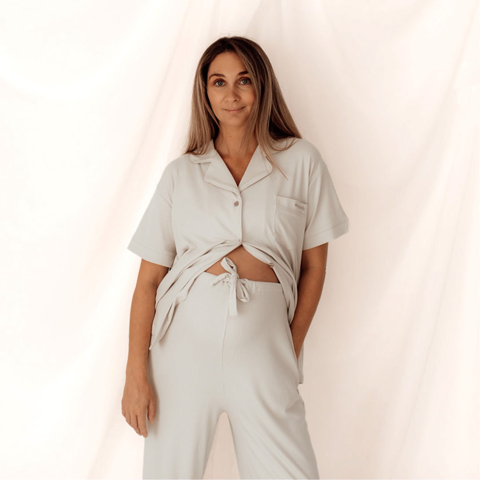 Maternity Pyjamas - Linen Grey by Sleepybelly | The Memo