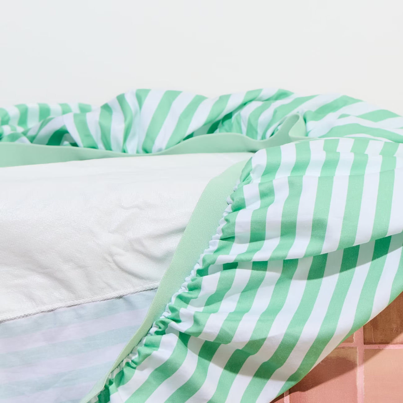 Waterproof Fitted Sheet - Green Stripe by Organic Peach | the memo ...